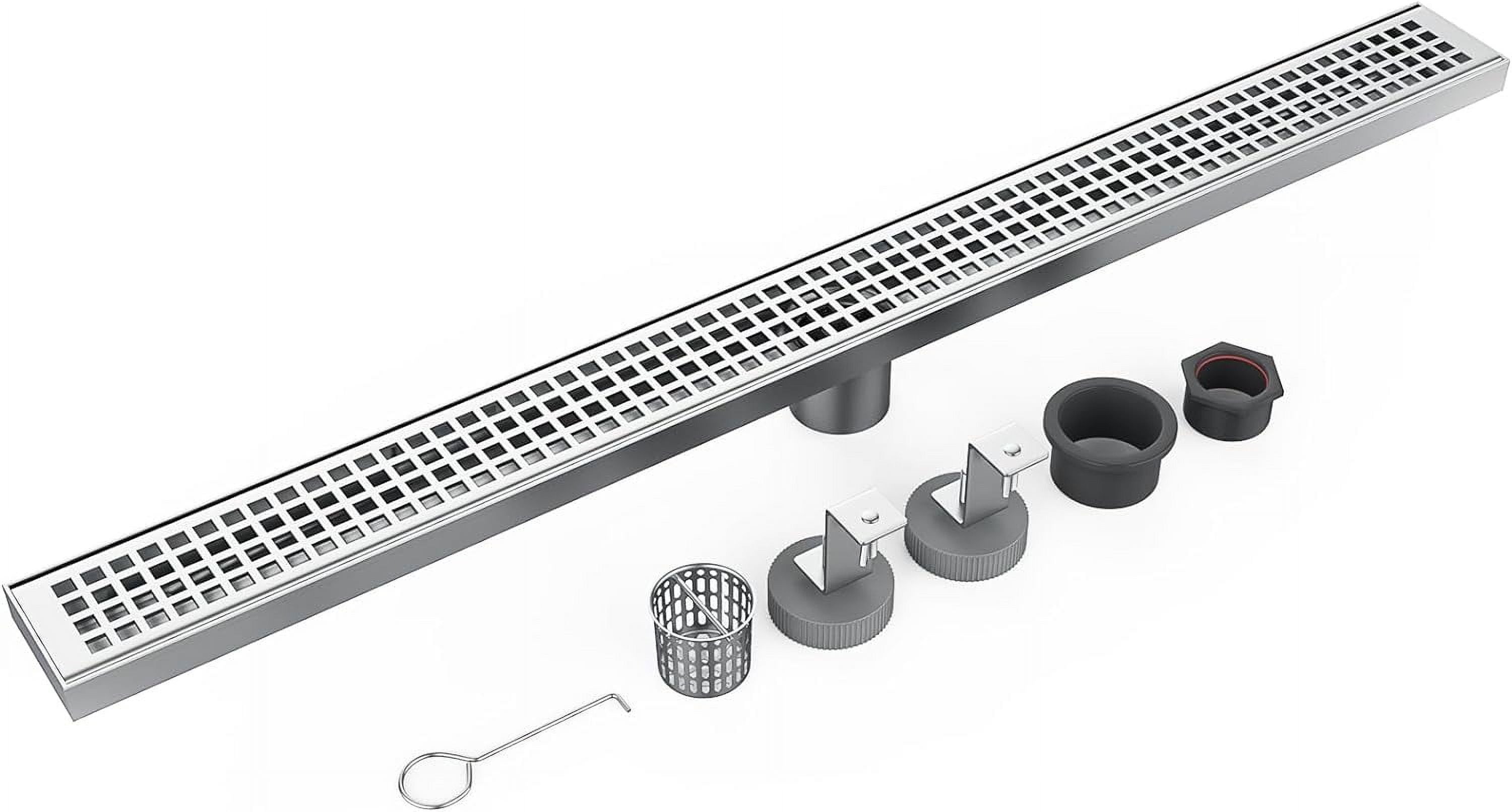 32-Inch Linear Shower Drain with Removable Quadrato Pattern Grate ...