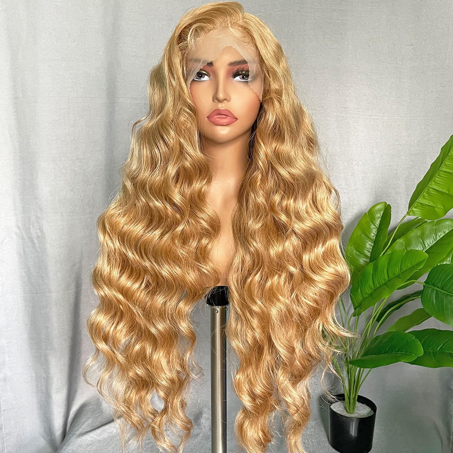 32 Inch Long Brown 13x6 Lace Frontal Wig Lightweight Wavy Hair Pre ...