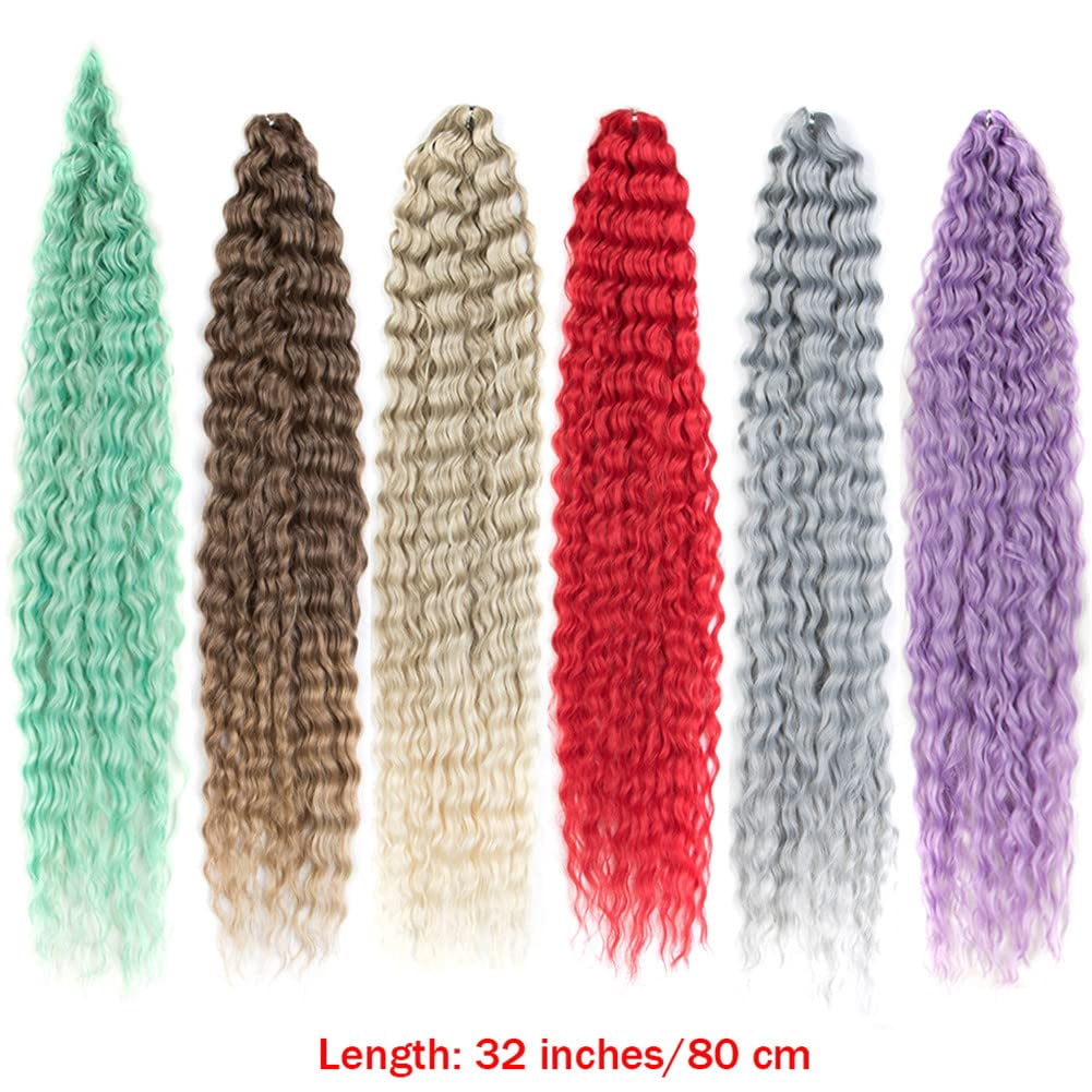 32 Inch Long Water Wave Crochet Hair Synthetic Goddess Braiding Hair ...