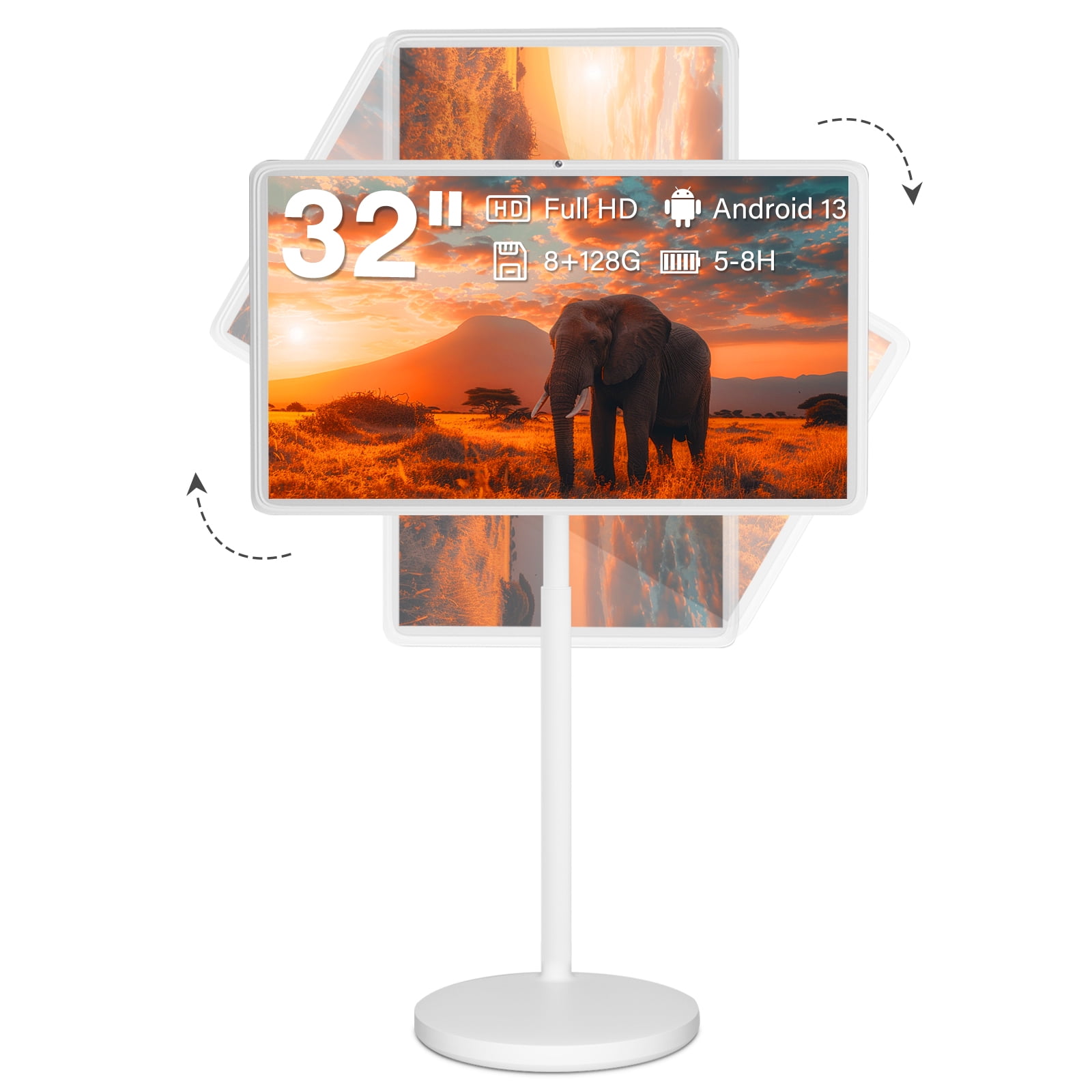 Portable TV on Wheels Voice Remote Control Eye-care Silky Smooth Touch ...