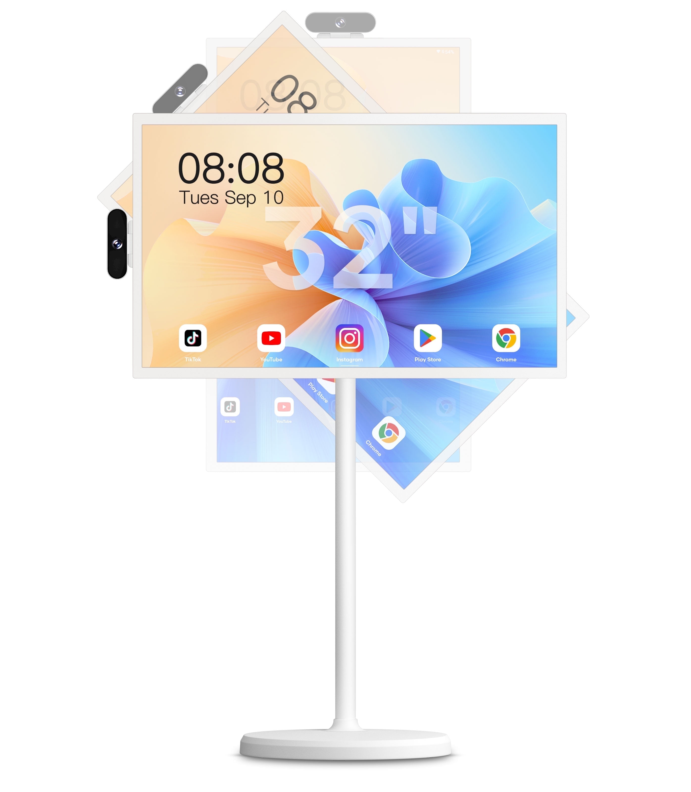 32 Inch Mobile Portable TV Stand on Wheels Support Google Store Full ...