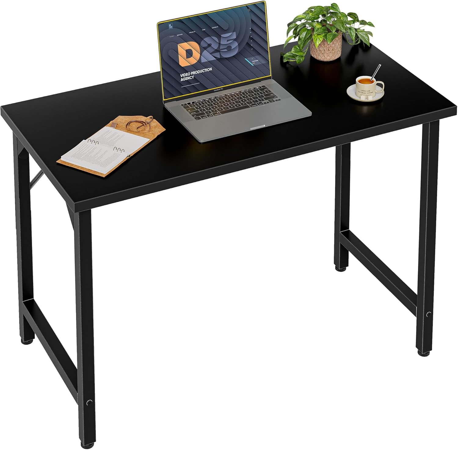 32 Inch Modern Black Computer Desk for Small Spaces with Adjustable ...