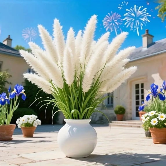 32-Inch Pampas Grass Bouquet - Realistic Artificial Floral Arrangement ...
