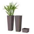 32 Inch Planters Outdoor, Set of 2 Plastic Flower Pots, Brown Rattan ...