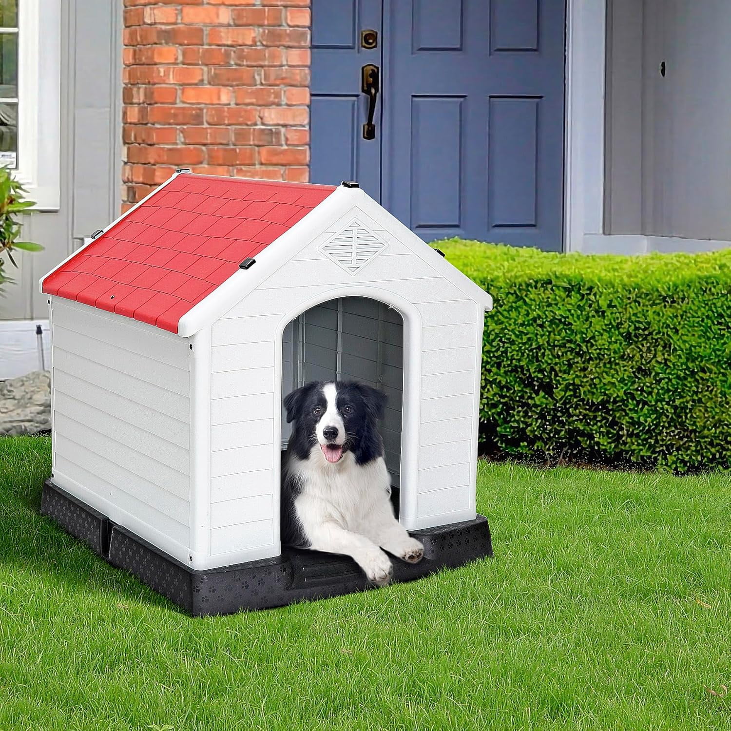 Plastic Dog House Indoor Outdoor All Weather Pet Shelter, Puppy Kennel ...