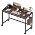 32 Inch Rolling Computer Desk In Walnut Finish Modern Home Office Study ...