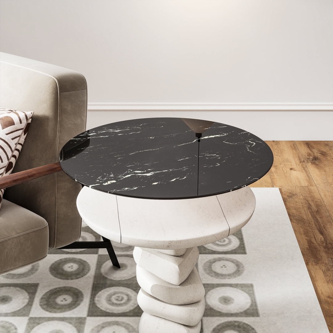 32 Inch Round Tempered Glass Table Top, Round Black Glass Desktop with ...