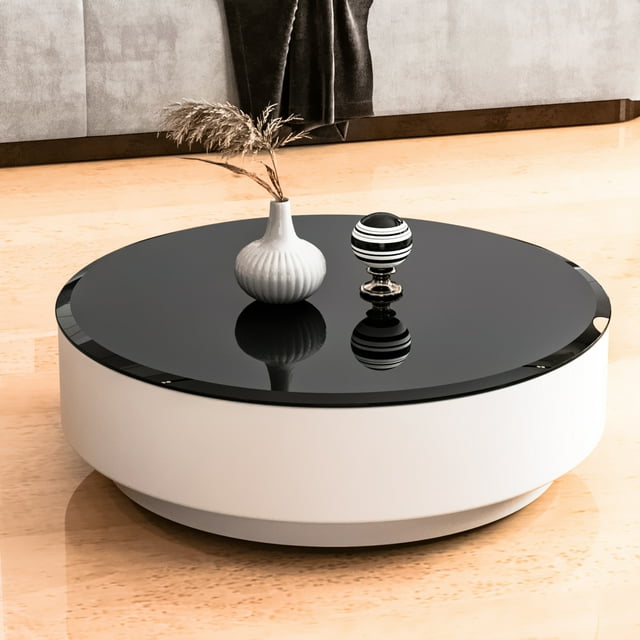 32” Inch Round Tempered Glass Table Top Black Glass 12” Inch Thick