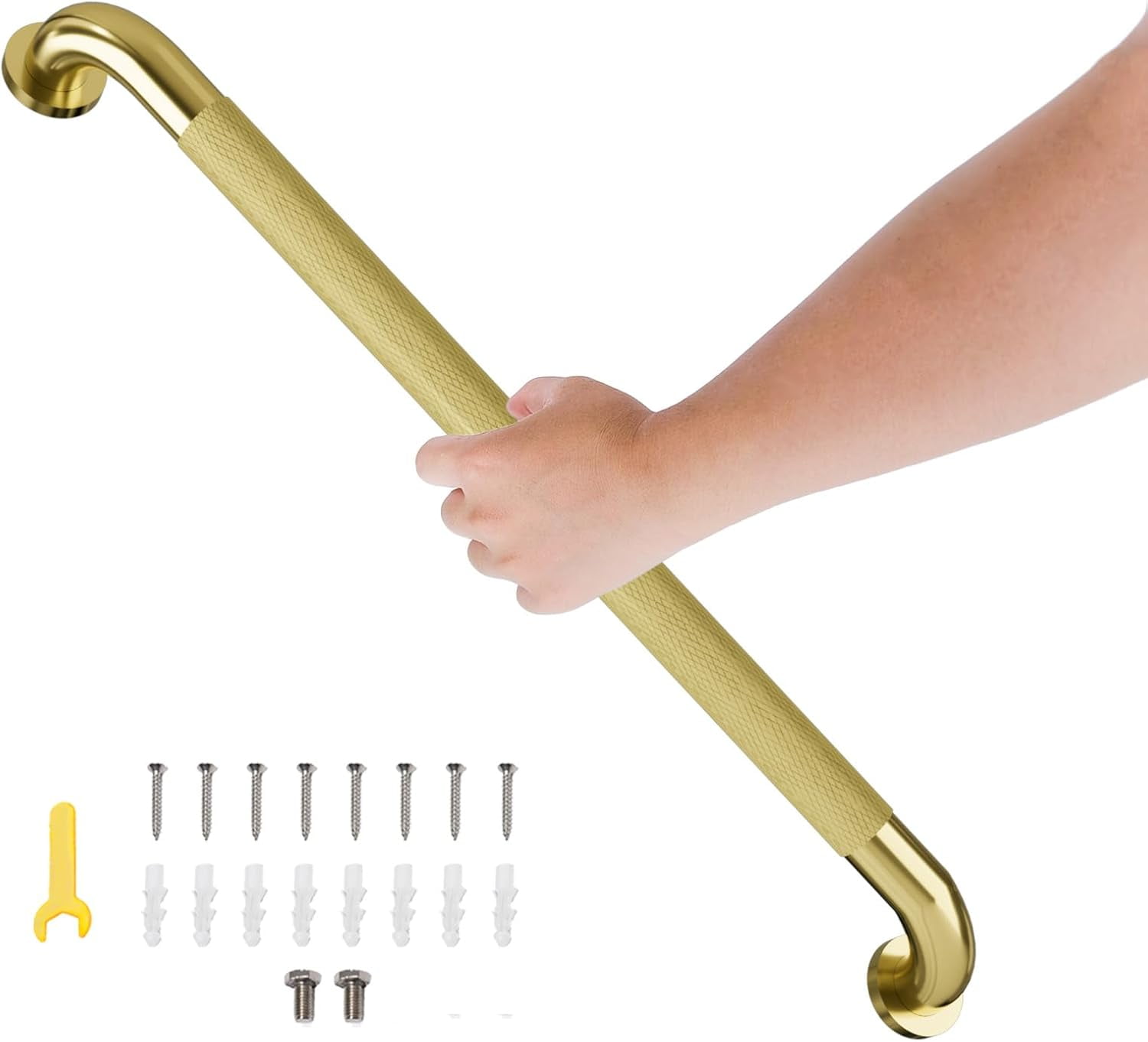 32 Inch Shower Grab Bar, Brushed Gold Bathroom Grab Bar Handle with ...