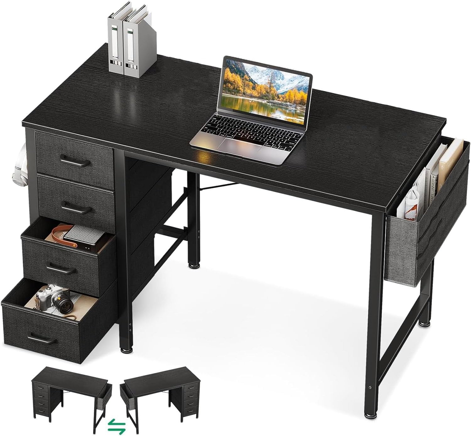 32 Inch Small Computer Desk with 4 Fabric Drawers, Home Office Desks ...