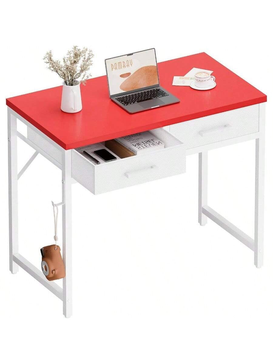 32 Inch Small Computer Desk With 2 Drawers Bedroom Study Writing Home ...