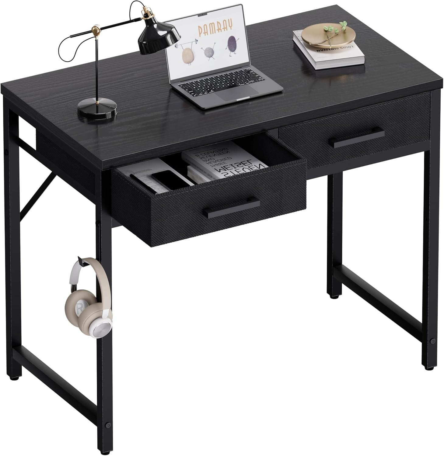 32 Inch Small Computer Desk with 2 Drawers for Bedroom Study Writing ...