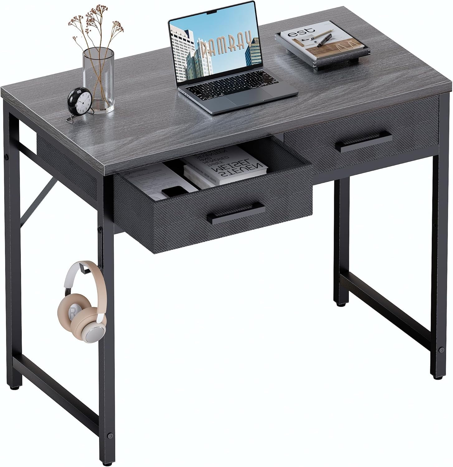 32 Inch Small Computer Desk with 2 Drawers for Bedroom Study Writing ...