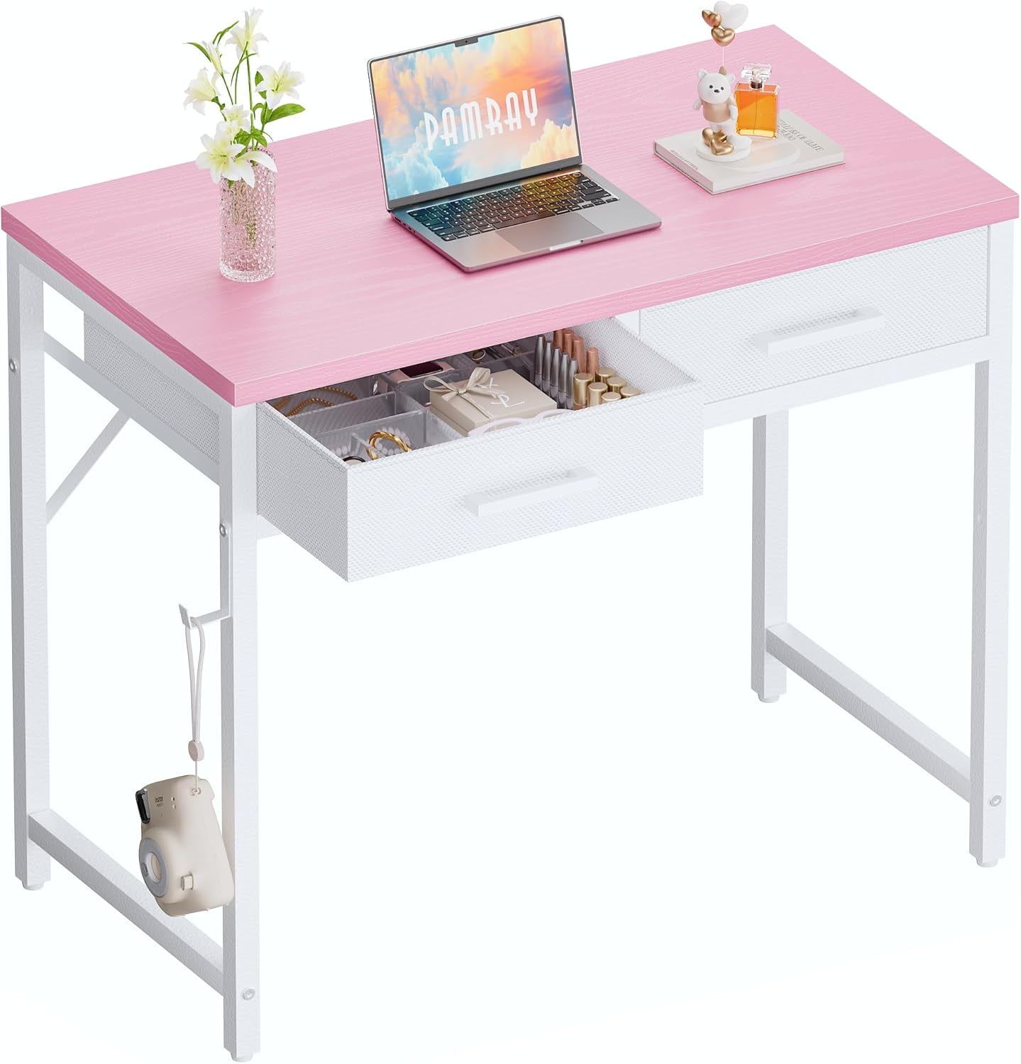 32 Inch Small Computer Desk with 2 Drawers for Bedroom Study Writing ...