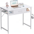 32 Inch Small Computer Desk with Drawer and Shelves Simple Study Work ...