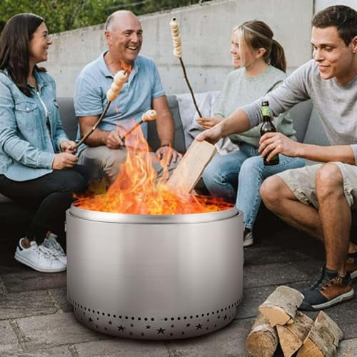 32 Inch Smokeless Fire Pit, Stainless Steel Wood Burning Fire Pits with ...