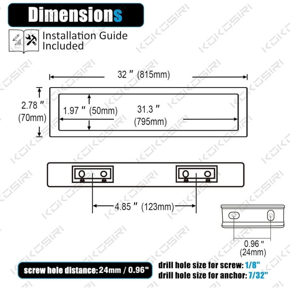 32 Inch Towel Bar Long Towel Rack Towel Holder Kitchen Towel Hanger ...