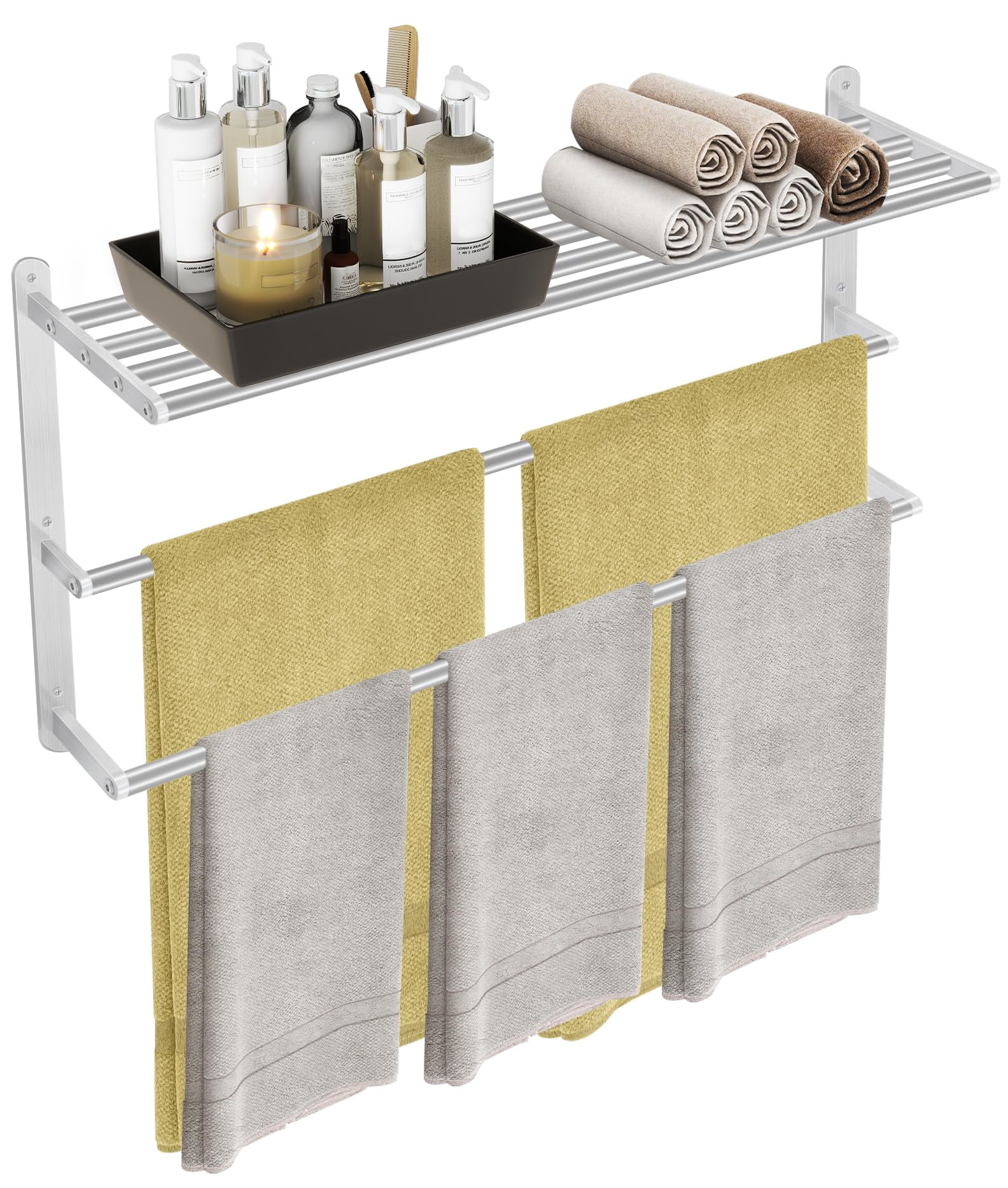 32 Inch Towel Rack 3-Tier Stainless Steel Brushed Nickel Bathroom ...