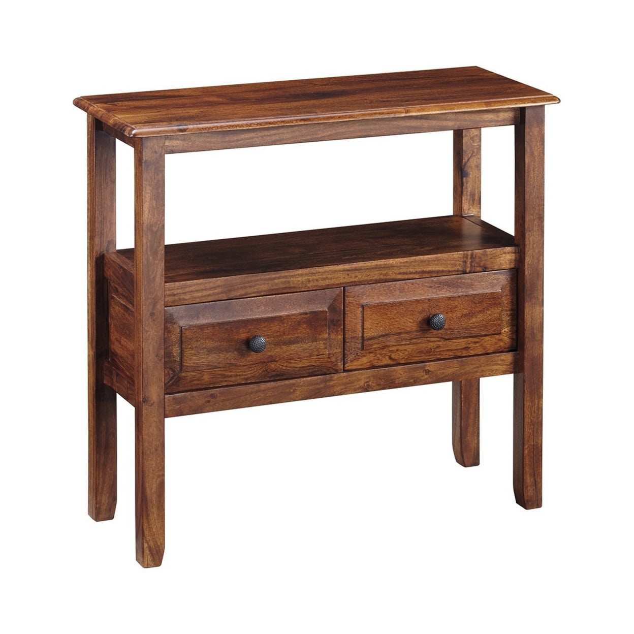 32 Inches 2 Drawer Accent Table with Open Shelf Brown - Saltoro Sherpi ...
