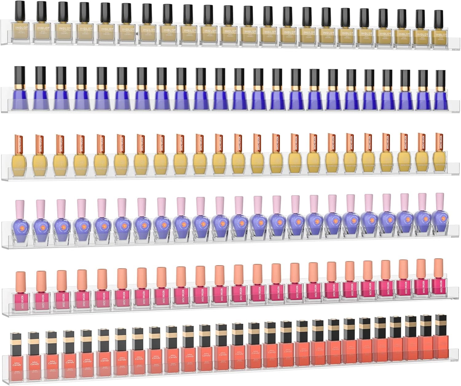 32 Inches Acrylic Nail Polish Rack Shelf for Wall, Clear Organizer Wall ...