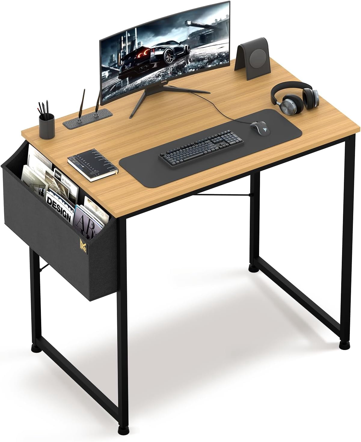 32 Inches Computer Desk with Storage Bag Study Work Writing Table w ...