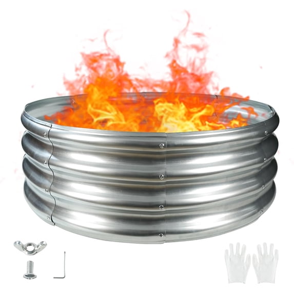 32 Diameter Camp Fire Ring Pit, Large Round Galvanized Fire Pit, Fire ...