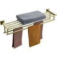 32 Inches Wall Mounted Bath Towel Rack with Double Bars and Shelf ...