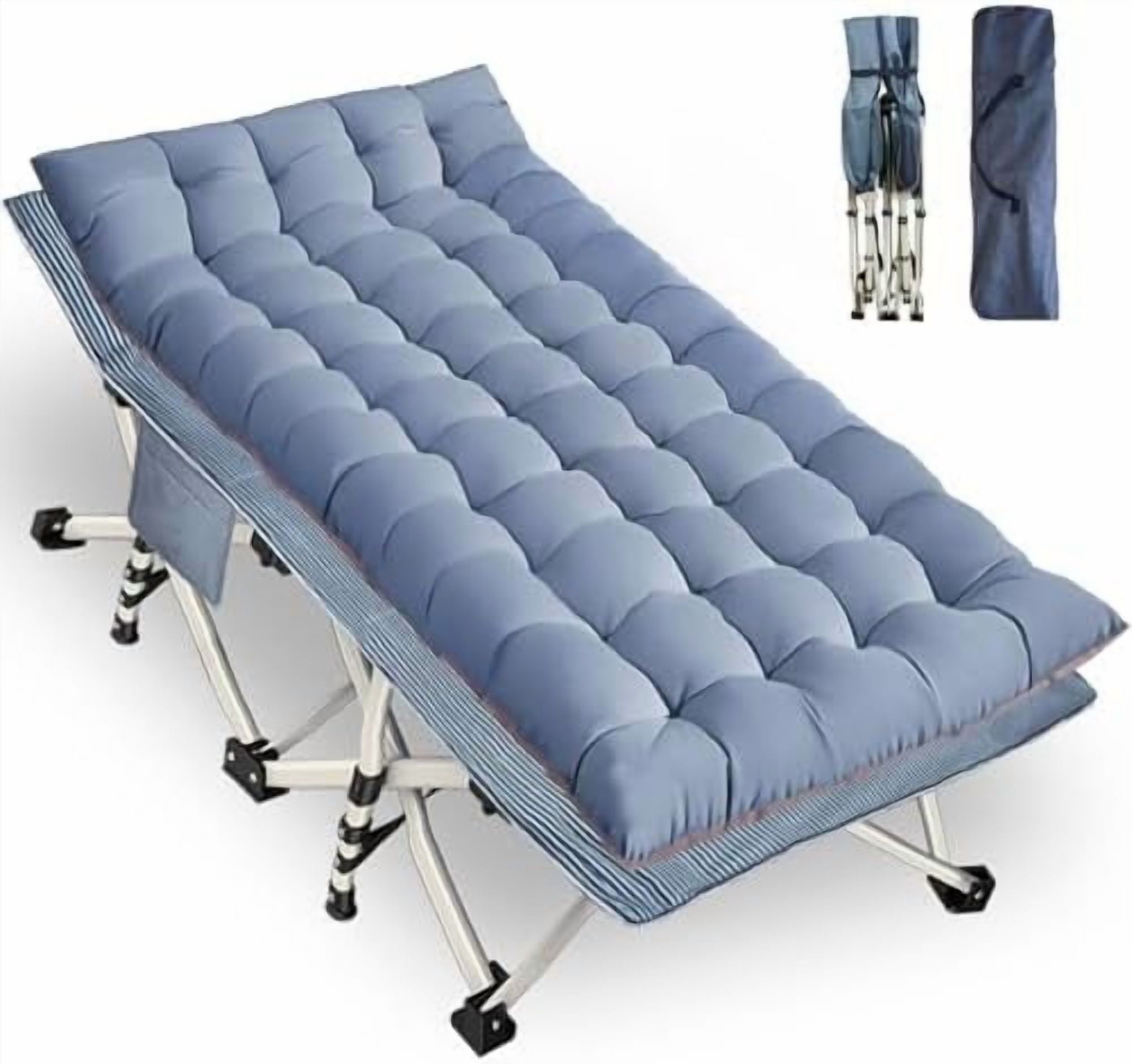 32 Inches Wide XXL Camping Cot with Mattress Oversize Folding Cot Heavy ...