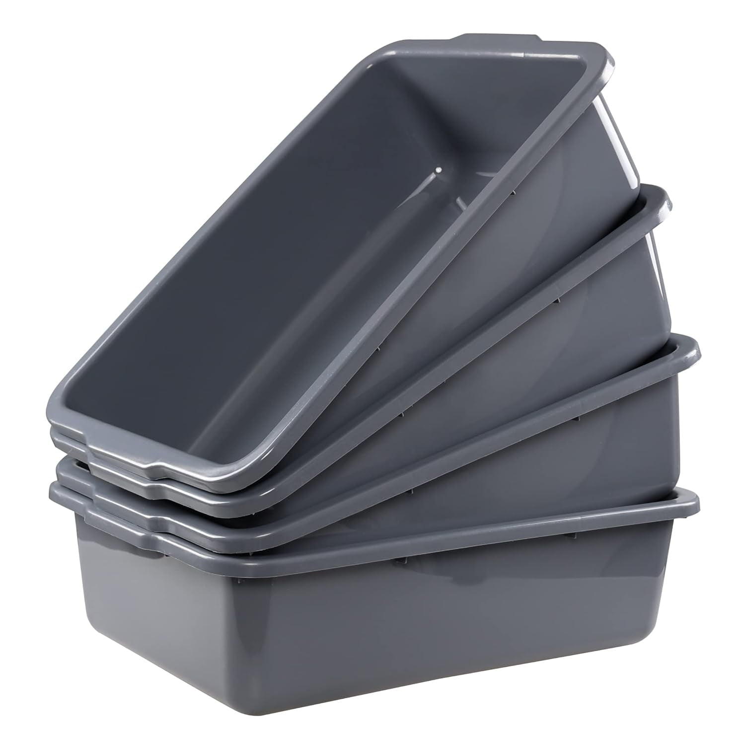 32 L Large Bus Tubs, Plastic Commercial Utility Bus Box, Gray, 4-Pack ...