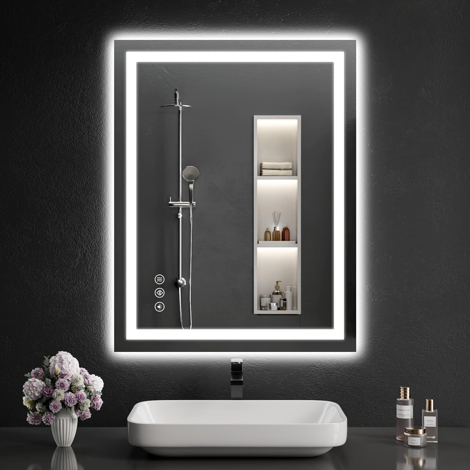 32"L x 28"W LED Wall Mirror Vanity Entryway Living Room Use - Walmart.com