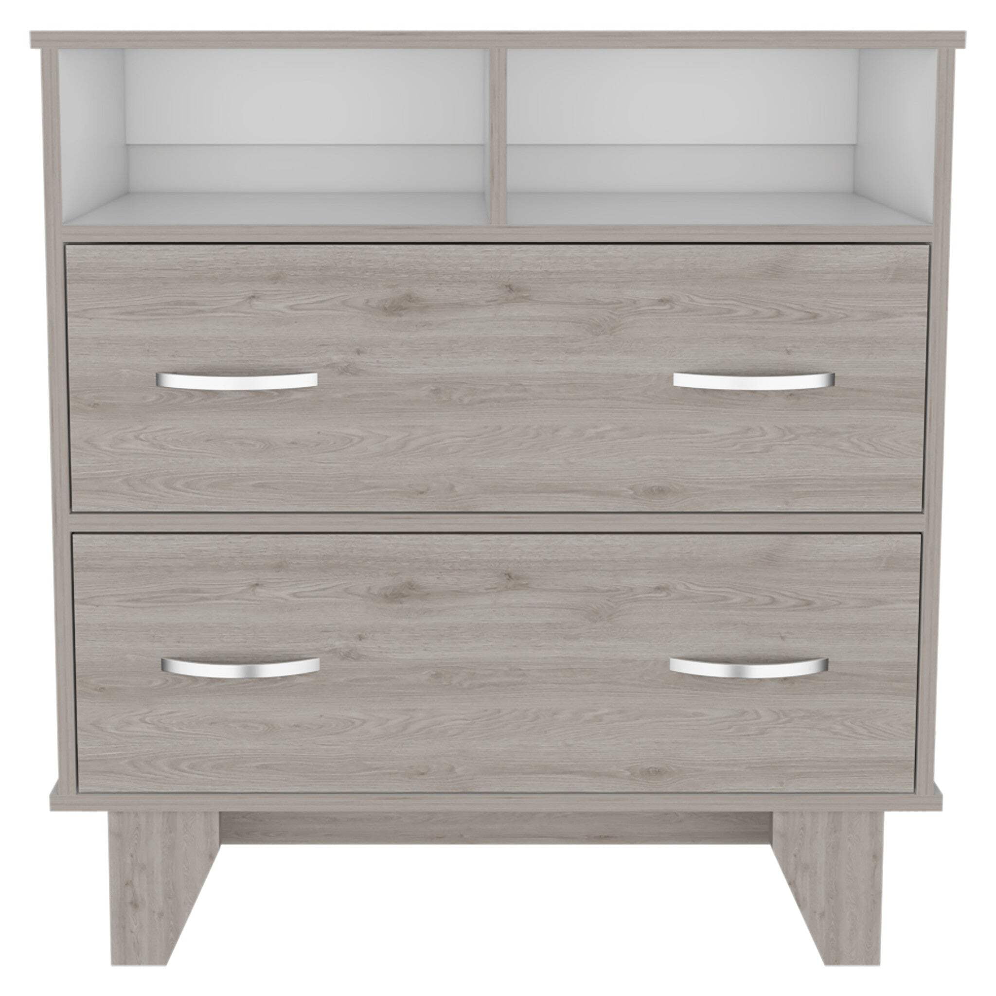 32" Light Gray Two Drawer Dresser With Open Shelving - Walmart.com