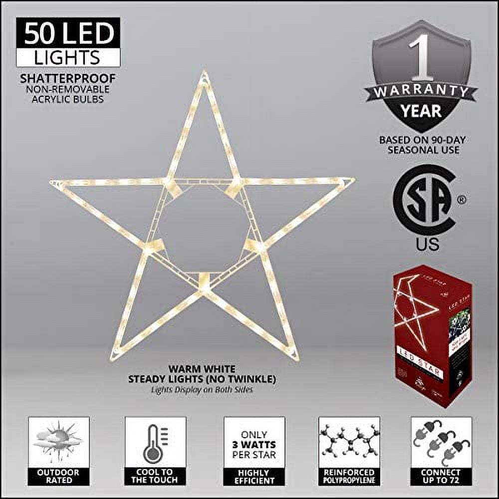32" Lighted Christmas Star Outdoor Star Light, Warm White LED - Walmart.com