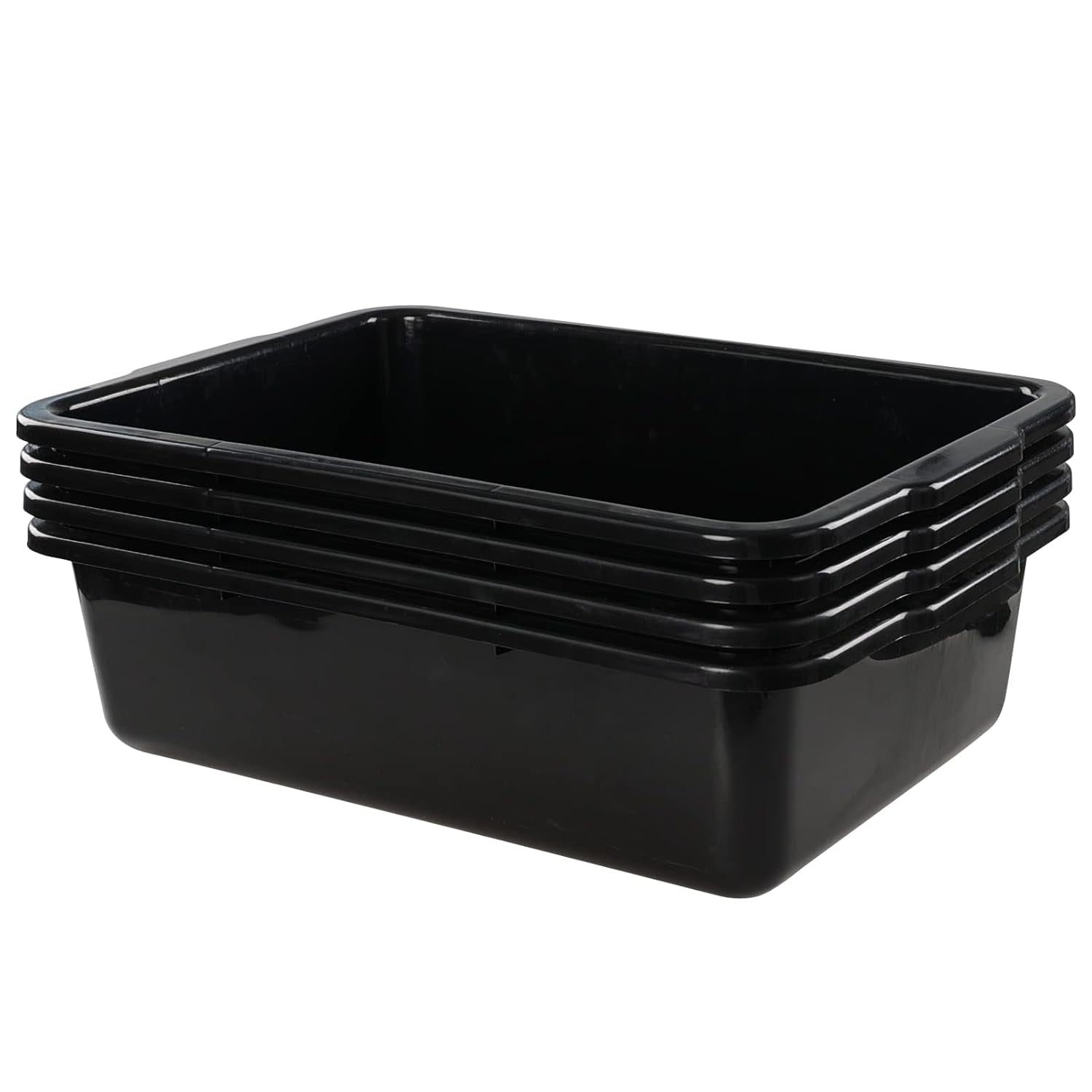 32 Liter Bus Tubs, Black Large Utility Bus Trays/Tote Box Set of 4 ...