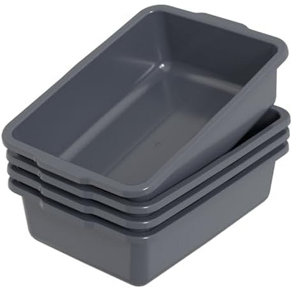 32 Liter Large Commercial Bus Trays Tote Box, Grey Plastic Wash Basins ...