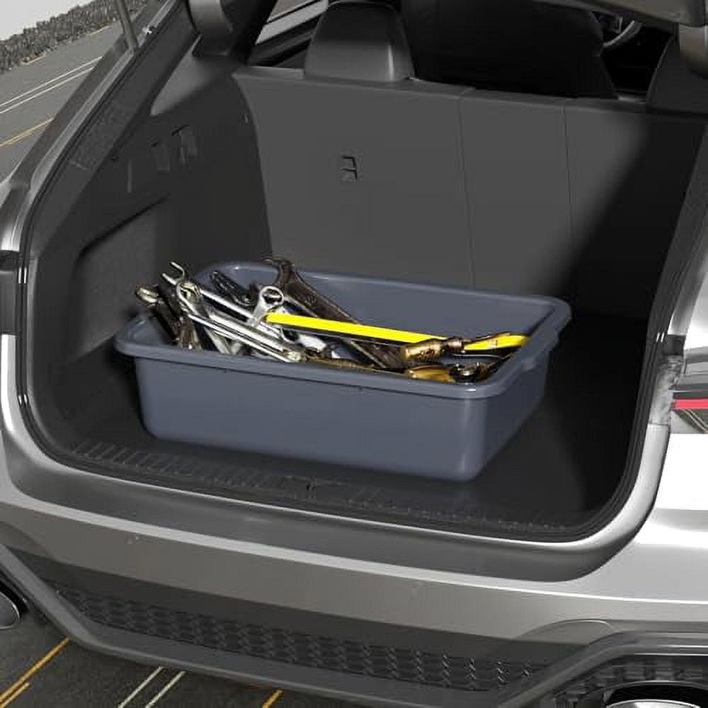 32 Liter Large Commercial Bus Trays Tote Box, Grey Plastic Wash Basins ...