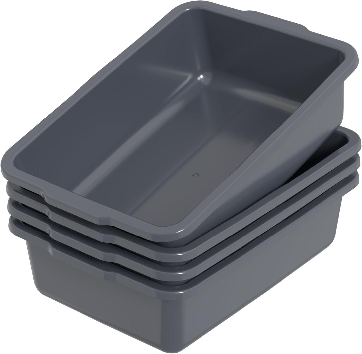 32 Liter Large Commercial Bus Trays Tote Box, Grey Plastic Wash Basins ...
