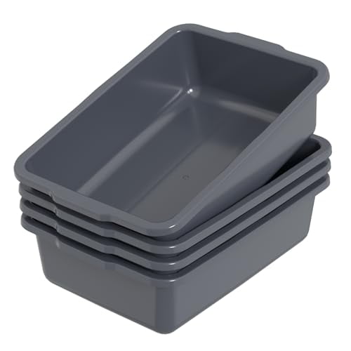 32 Liter Large Commercial Bus Trays Tote Box, Grey Plastic Wash Basins ...
