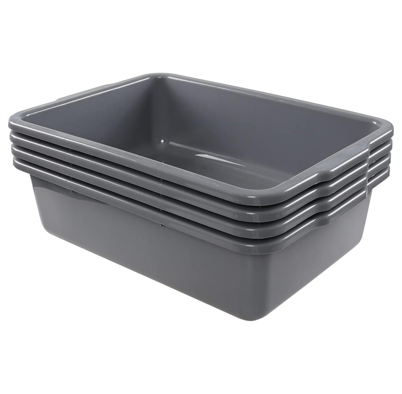 32 Liter Large Plastic Bus Trays, Bus Tub Box Set of 4, Grey - Walmart.com