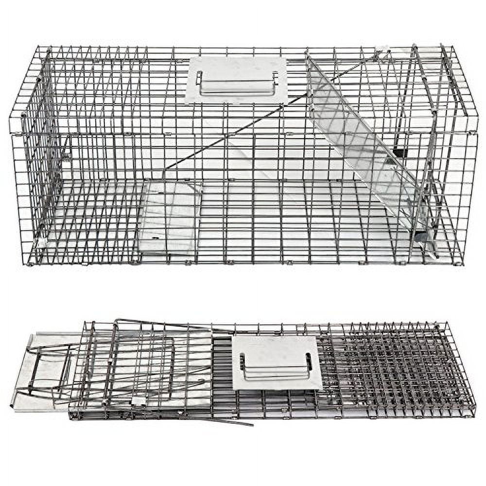 32" Live Animal Cage Trap - Steel Large Folding Humane Cat Trap Raccoon ...