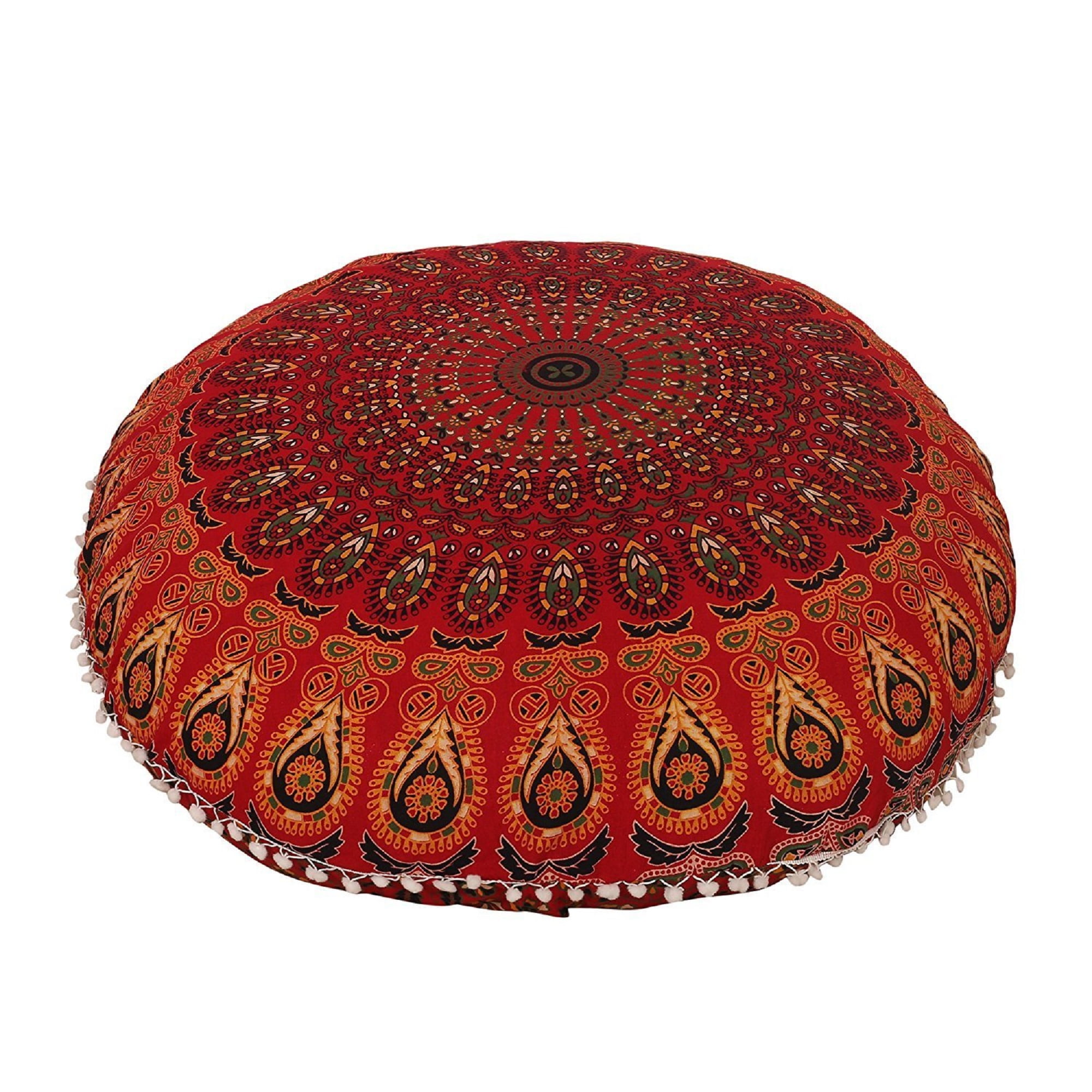 32" Mandala Large Round Floor Pillow Cover Meditation Cushion Seating ...
