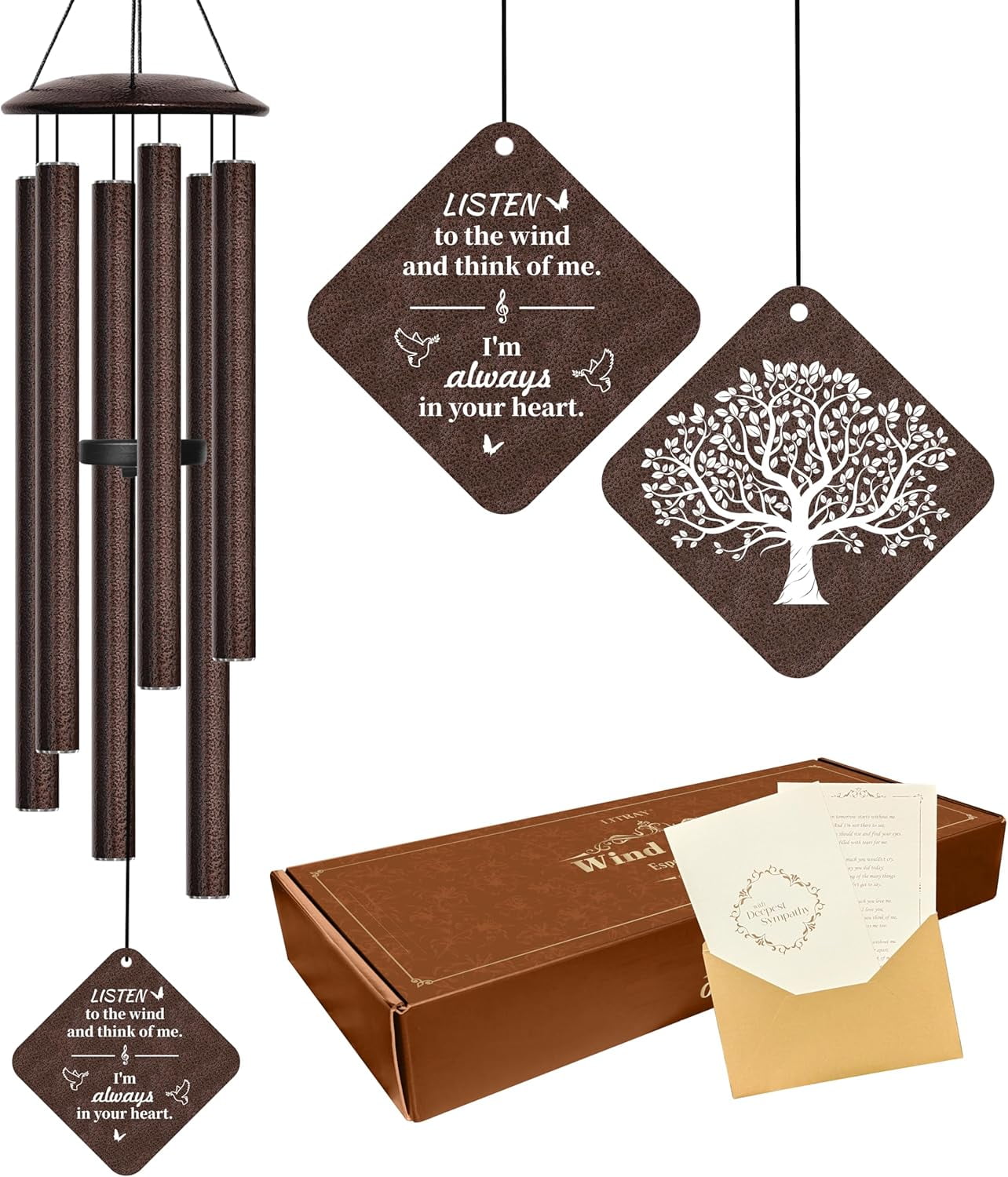 32" Memorial Wind Chimes for Loss of Loved One, Sympathy Metal ...