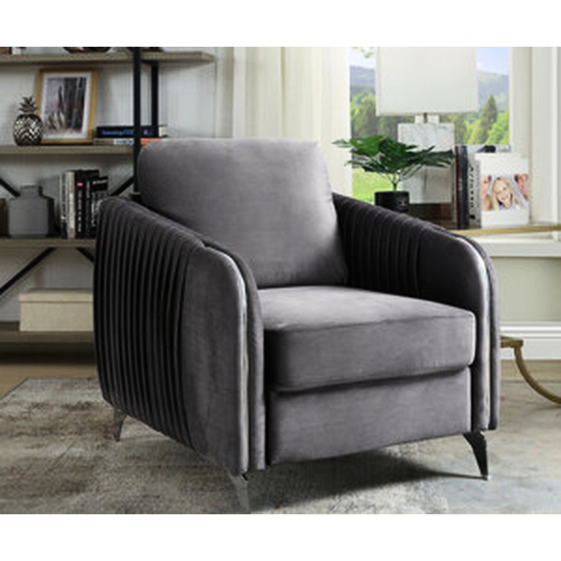 32" Modern Chic Gray Chair | Channel-Quilted, Dining Room Addition ...