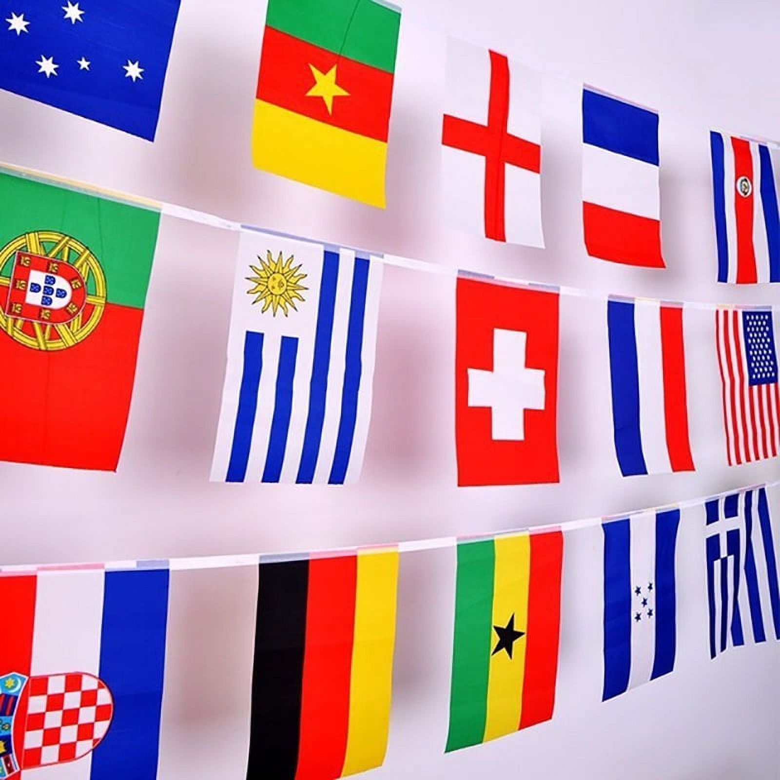 32 National Flags Country Team String Flags Polyester Football Garden ...