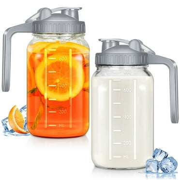 Wide Mouth Mason Jar 32 oz with Pour Lid, 1 Quart Glass Water Pitcher ...