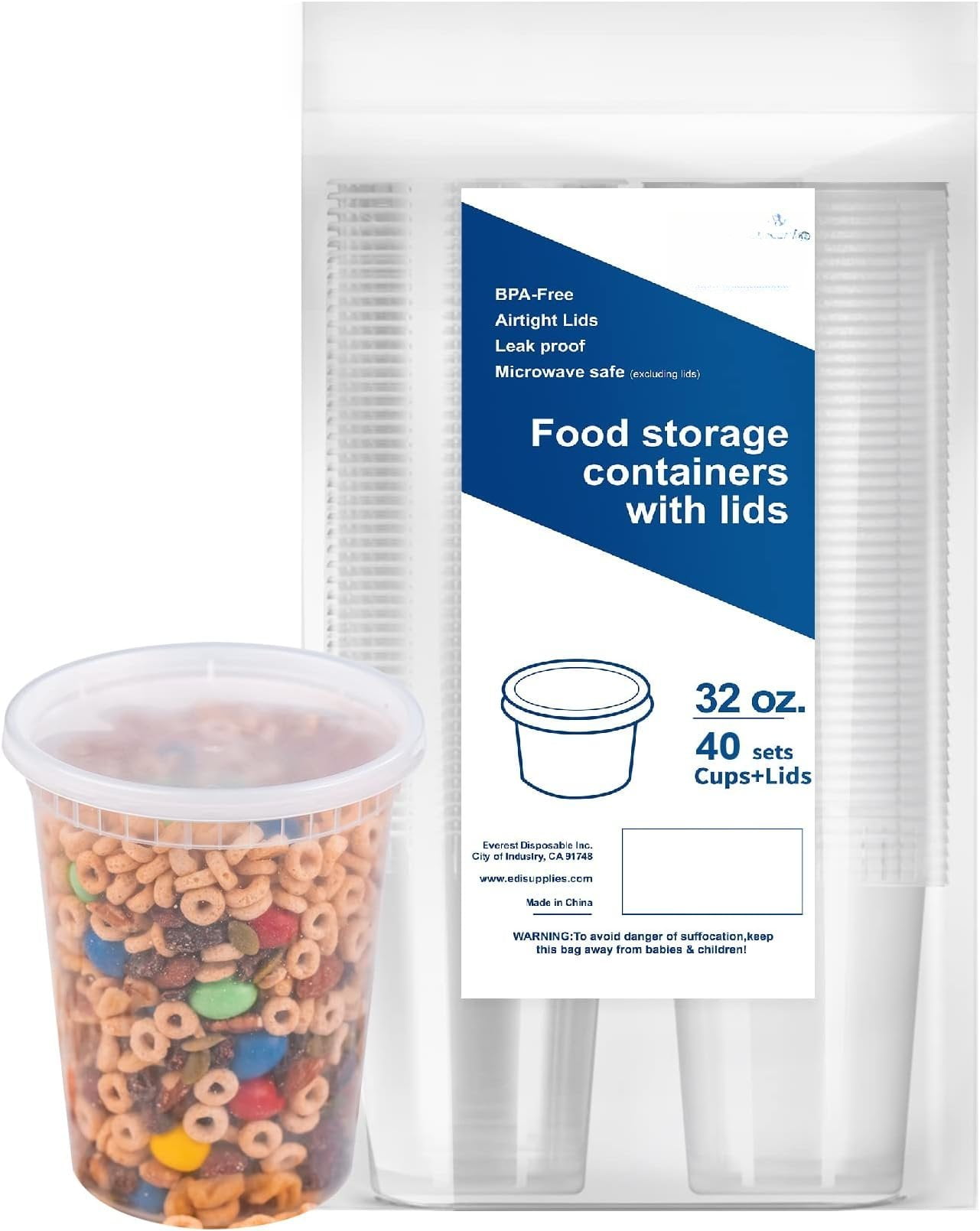 [32 OZ, 40 Sets] Deli Storage Containers with Airtight | Microwave ...