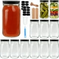 12 Pack 32oz Wide Mouth Glass Mason Jars with Airtight Lids, Clear 1000ML Food Storage for ...