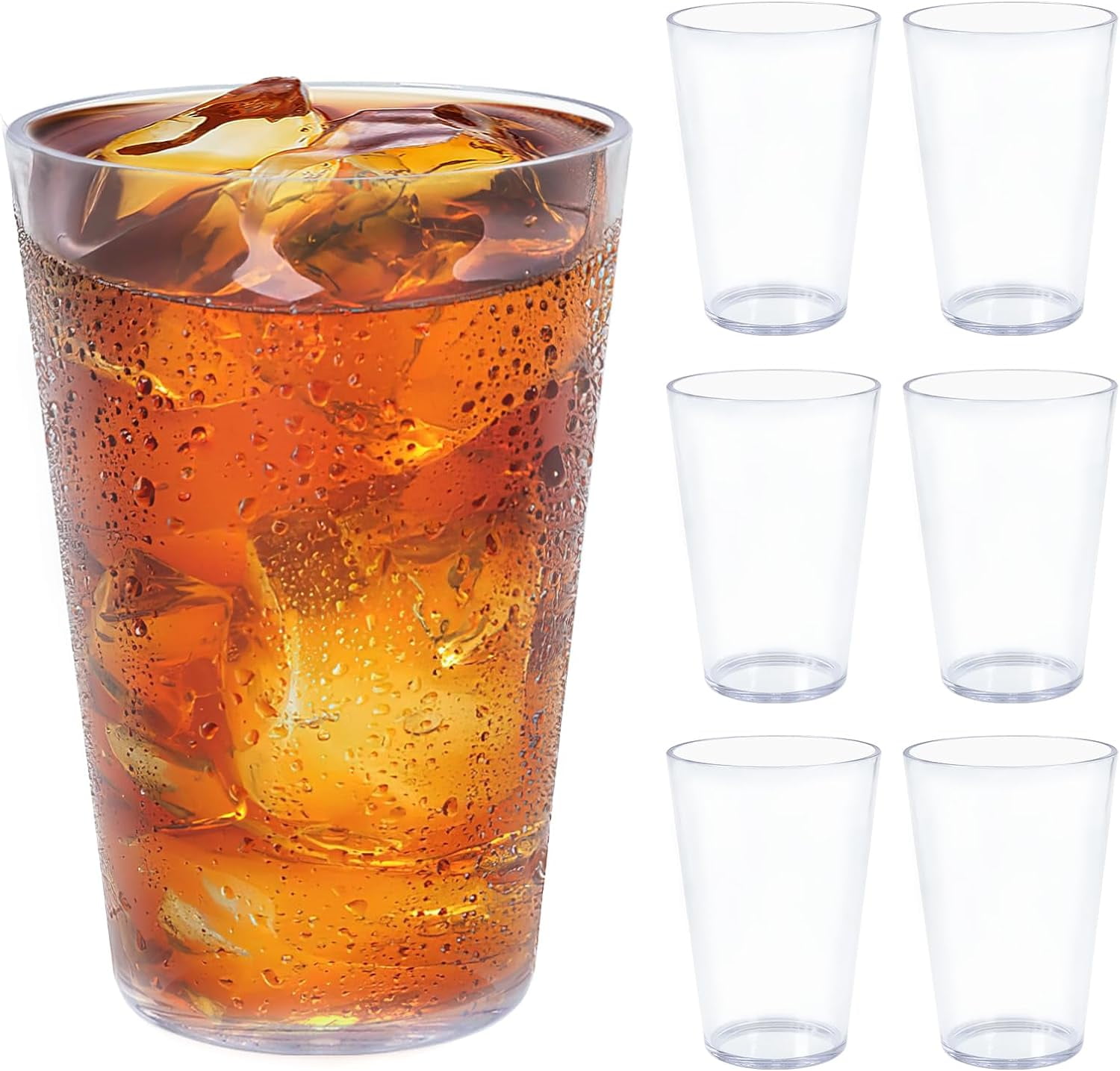 32 OZ Large Plastic Cups Reusable，Clear Unbreakable Iced Tea Tumblers ...