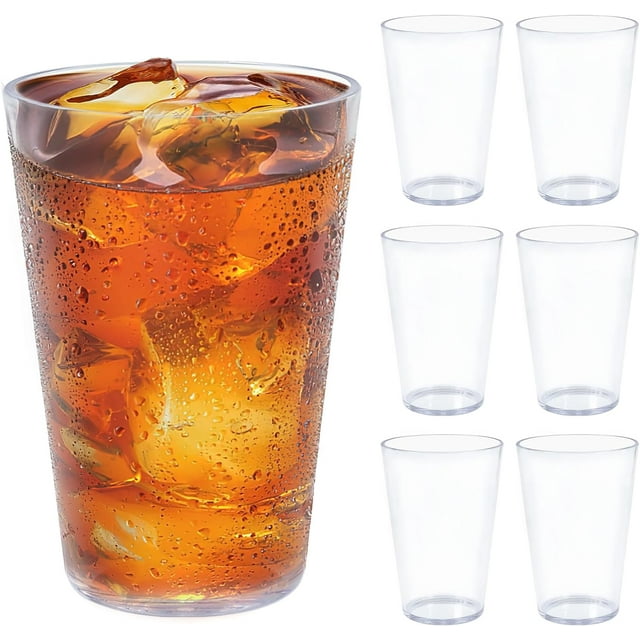 32 OZ Large Plastic Cups - Set of 6 Reusable Clear Unbreakable Tumblers ...