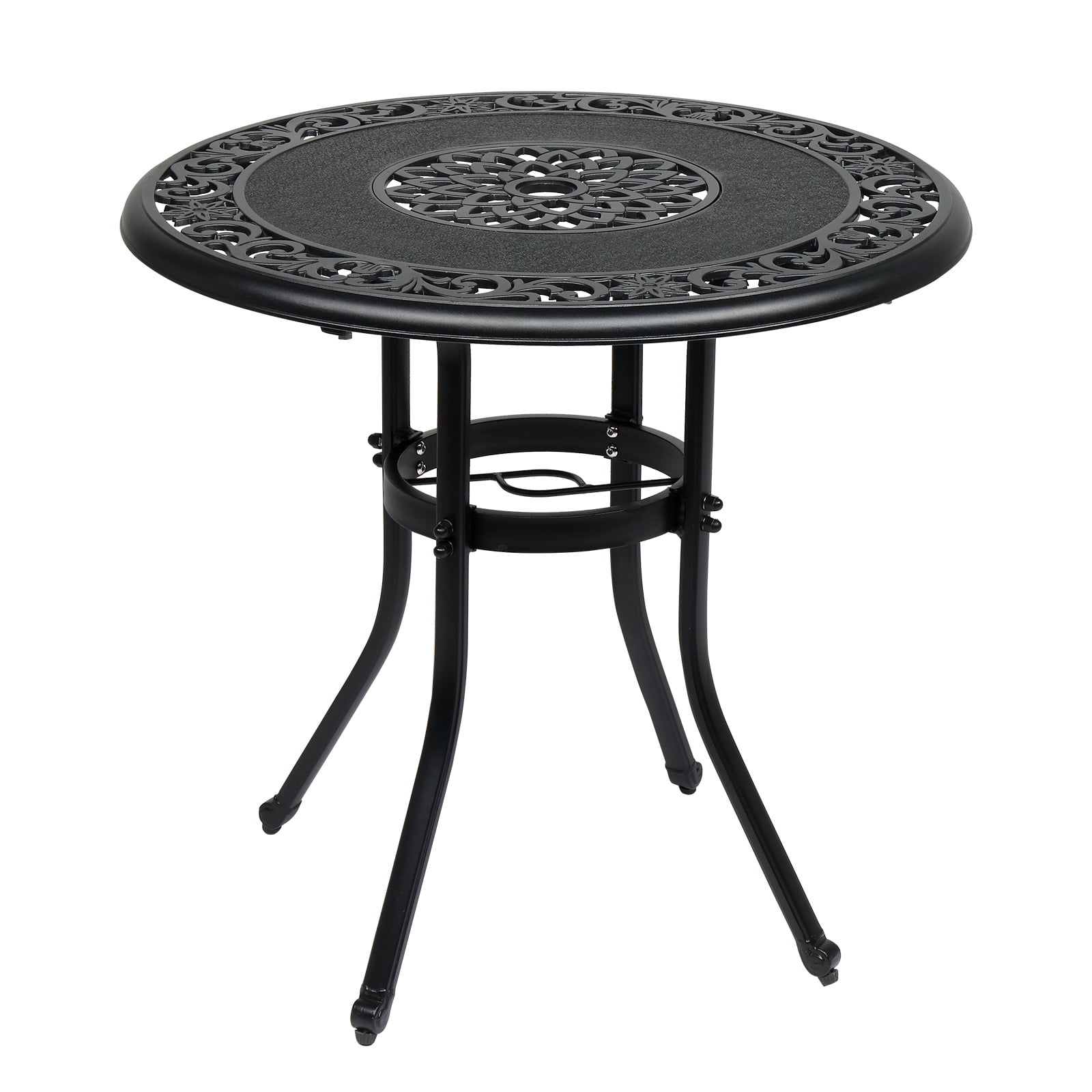 32" Outdoor Patio Dining Table, Cast Aluminum Round Bar Table, 29 ...