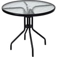 32" Outdoor Round Patio Table with Umbrella Hole, All Weather Dining ...